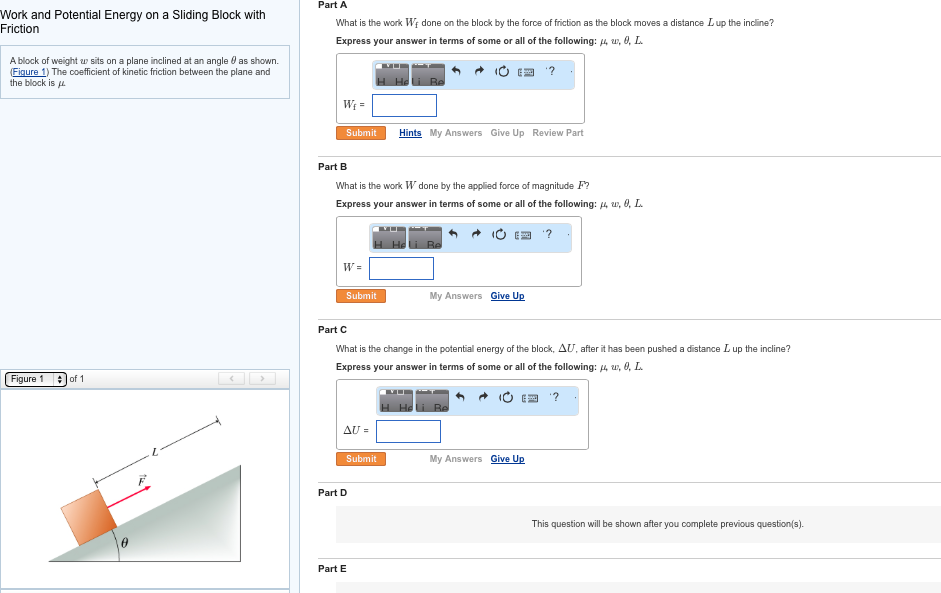 Solved Work and Potential Energy on a Sliding Block with | Chegg.com