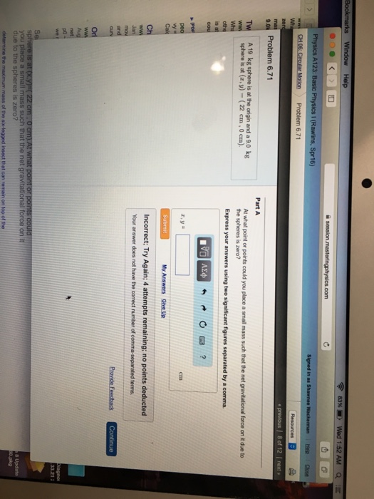 Solved A 19 kg sphere is at the origin and a 9 0 kg sphere | Chegg.com