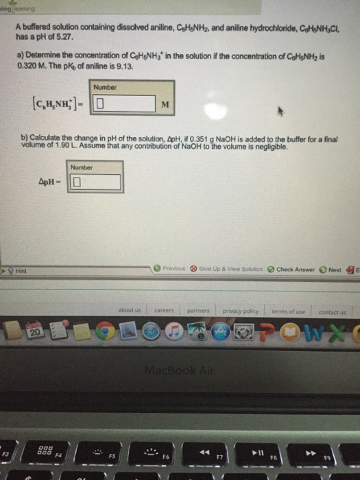 Solved A buffered solution containing dissolved aniline, | Chegg.com