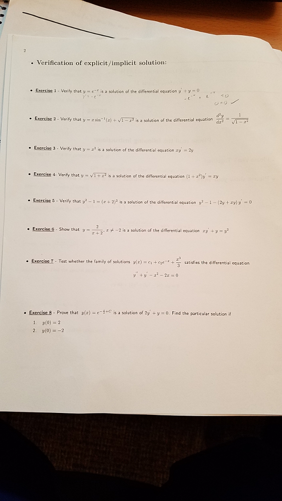 Solved Verification of explicit/implicit solution: * | Chegg.com