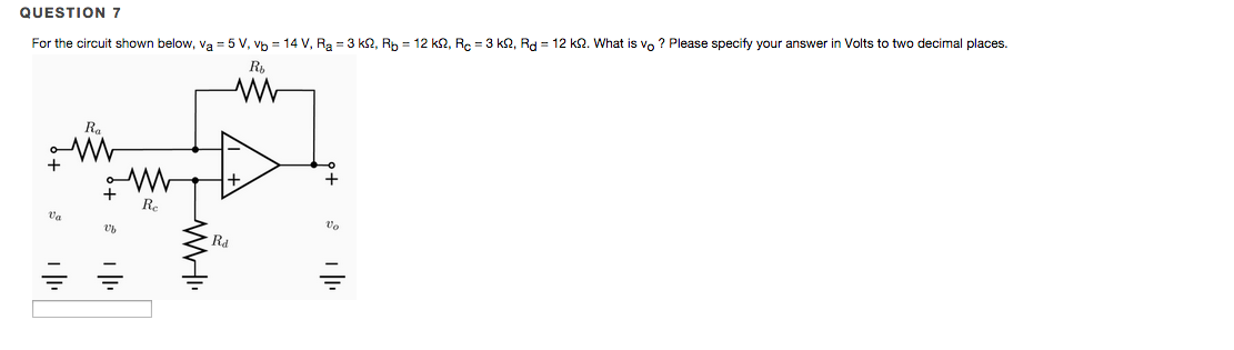 Solved QUESTION 7 For the circuit shown below, va=5V, | Chegg.com