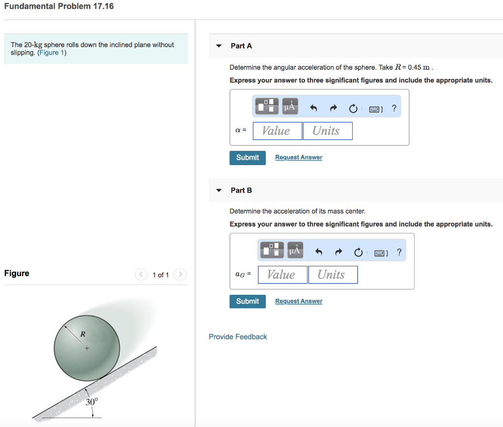 Solved Fundamental Problem 17.16 The 20-kg sphere rolls down | Chegg.com
