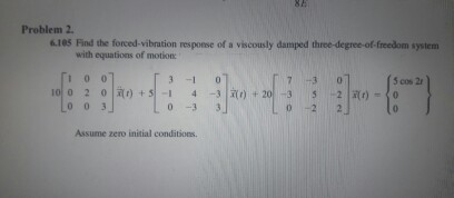 Solved Find the forced vibration response of a viscously | Chegg.com