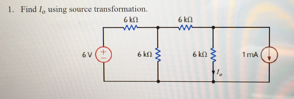 Solved 1. Find lo using source transformation. 1 mA | Chegg.com