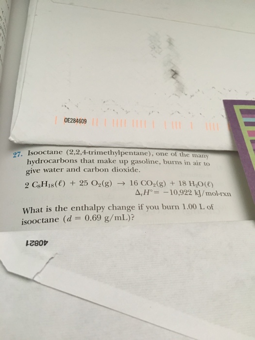 Solved Isooctane (2,2,4-trimethylpentane), one of the many | Chegg.com