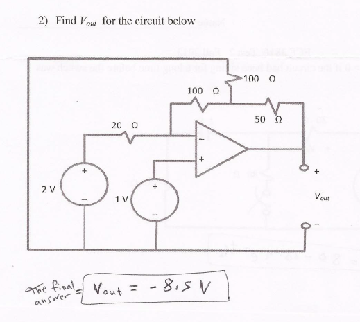 Solved Find Vout for the circuit below The final answer = | Chegg.com