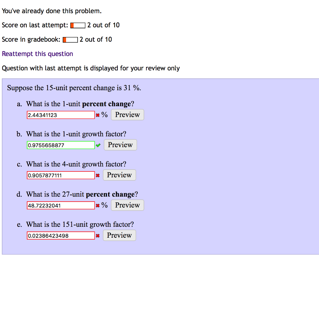 Solved You've already done this problem. Score on last | Chegg.com