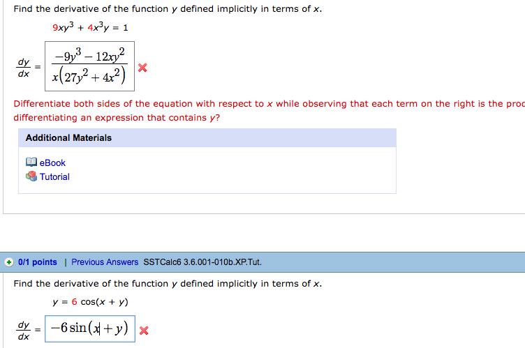 Solved Find the derivative of the function y defined | Chegg.com
