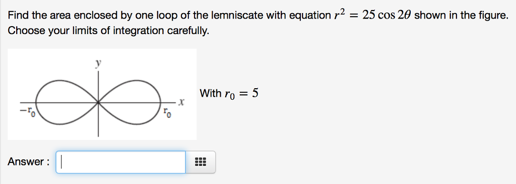 Solved Find the area enclosed by one loop of the lemniscate | Chegg.com