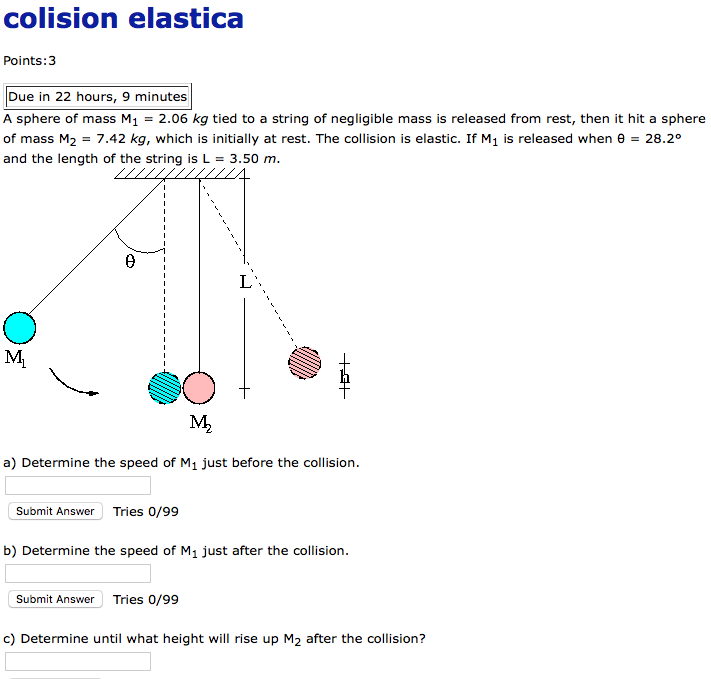 Solved colision elastica Points:3 Due in 22 hours, 9 minutes | Chegg.com