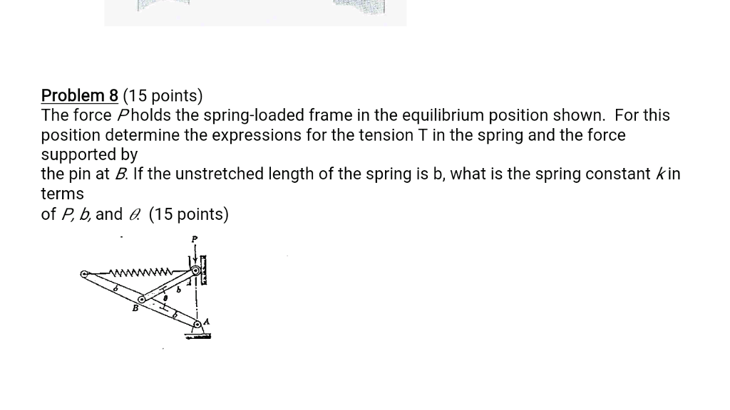 Solved Problem 8 (15 points) The force Pholds the | Chegg.com