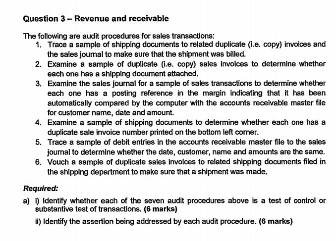 Solved Question 3 Revenue and receivable The following are | Chegg.com