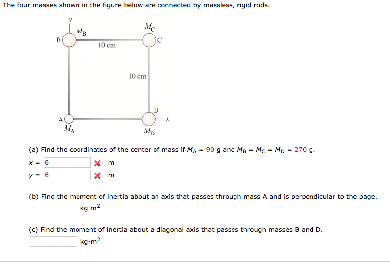 Solved The four masses shown in the figure below are | Chegg.com