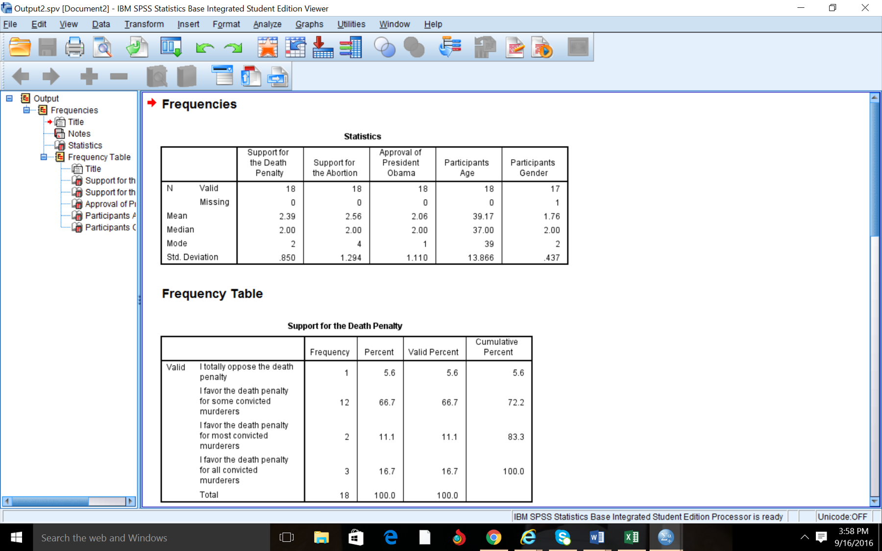 Solved Output2.spv [Document2] IBM SPSS Statistics Base | Chegg.com