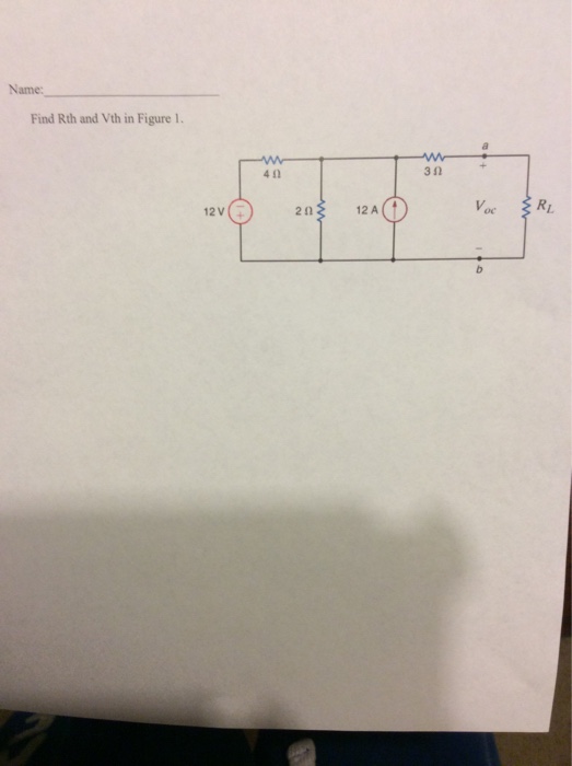 Solved Name: Find Rth and Vth in Figure 1. 12 V (1 12 A n | Chegg.com