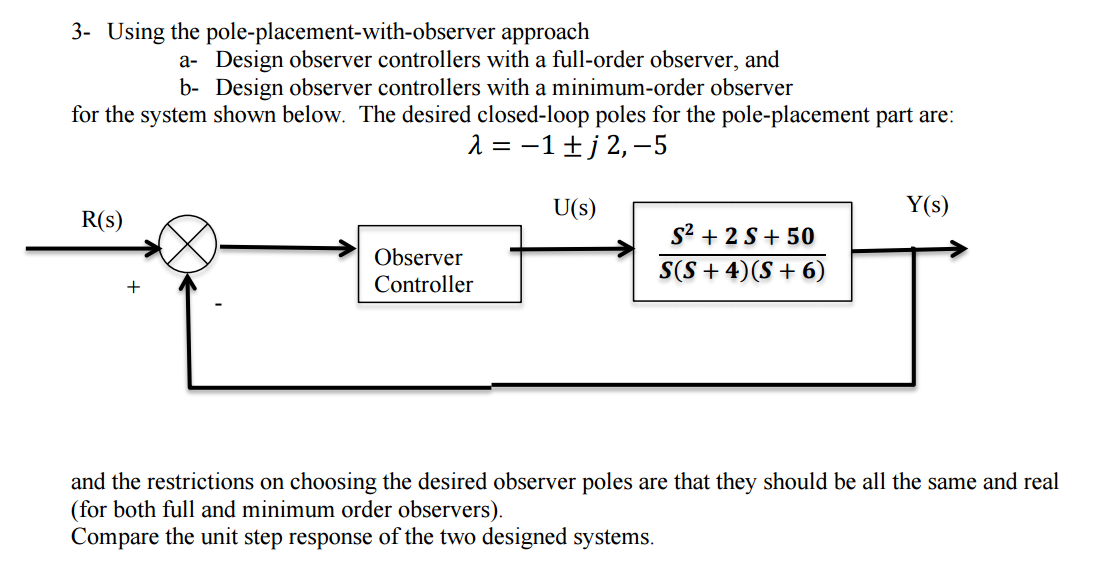 Solved Using the pole-placement-with-observer approach | Chegg.com