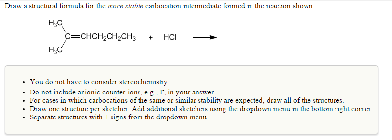 Solved Draw a structural formula for the more stable | Chegg.com
