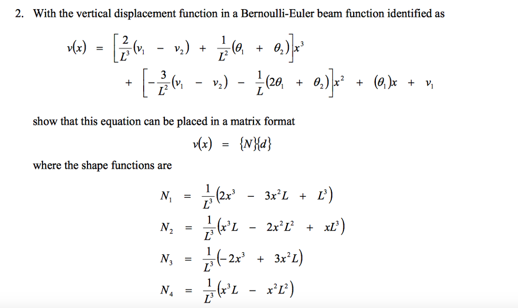 Solved With the vertical displacement function in a | Chegg.com