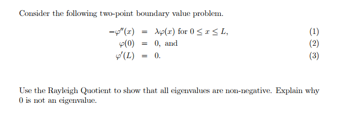 Solved consider the following two?point boundary value | Chegg.com