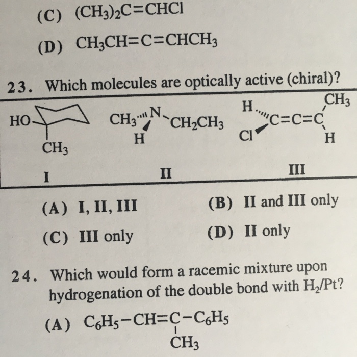 Solved Which molecules are optically active (chiral)? Which | Chegg.com