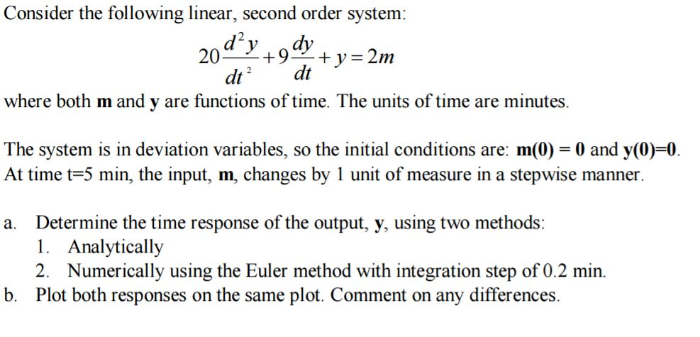 Consider the following linear, second order system: | Chegg.com