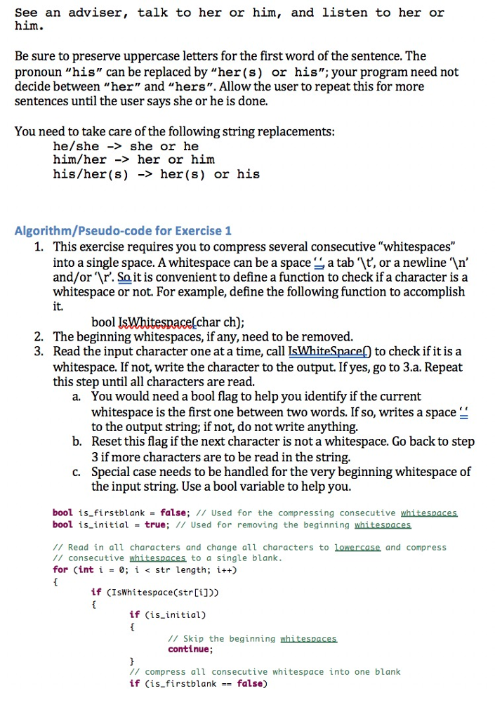 Lab #4-C-strings and string class. Exercise 1 (Progr. | Chegg.com