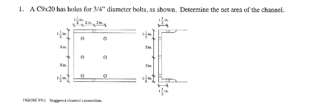 A C9x20 channel has holes for 3/4" diameter bolts, as | Chegg.com