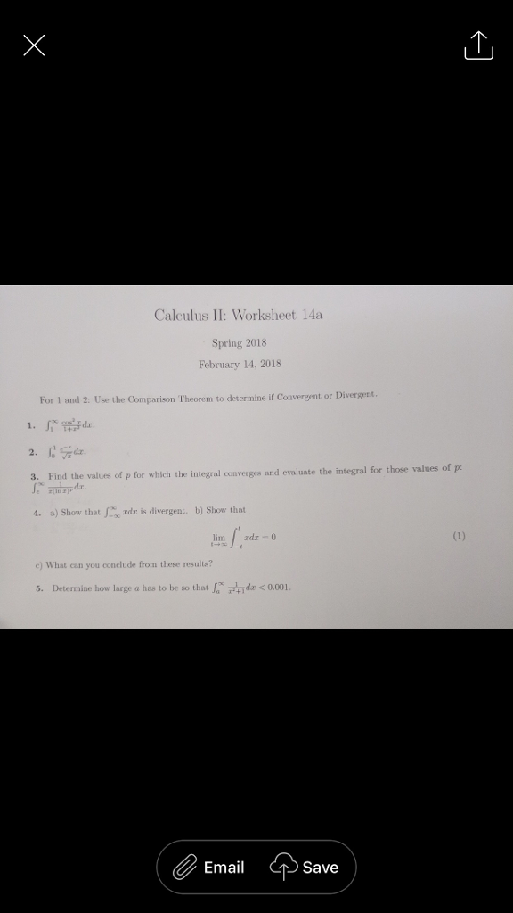 Solved Calculus II: Worksheet 14a Spring 2018 February 14, | Chegg.com