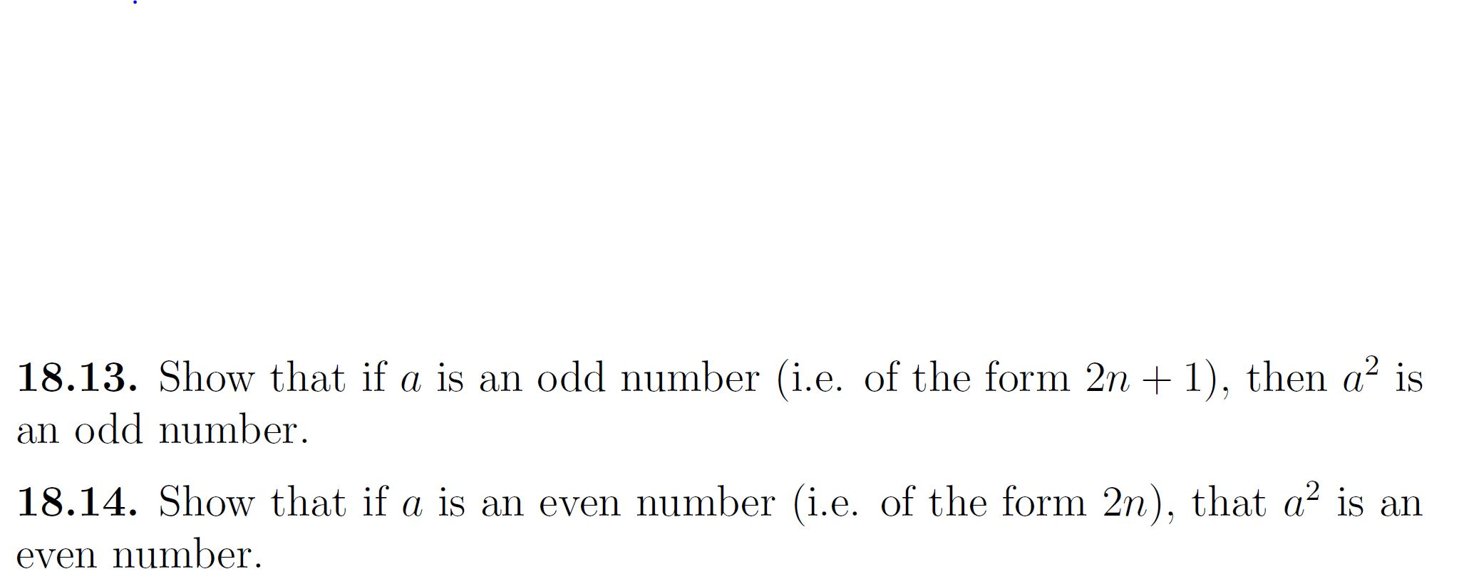 Solved Show that if a is an odd number (i.e. of the form 2n | Chegg.com