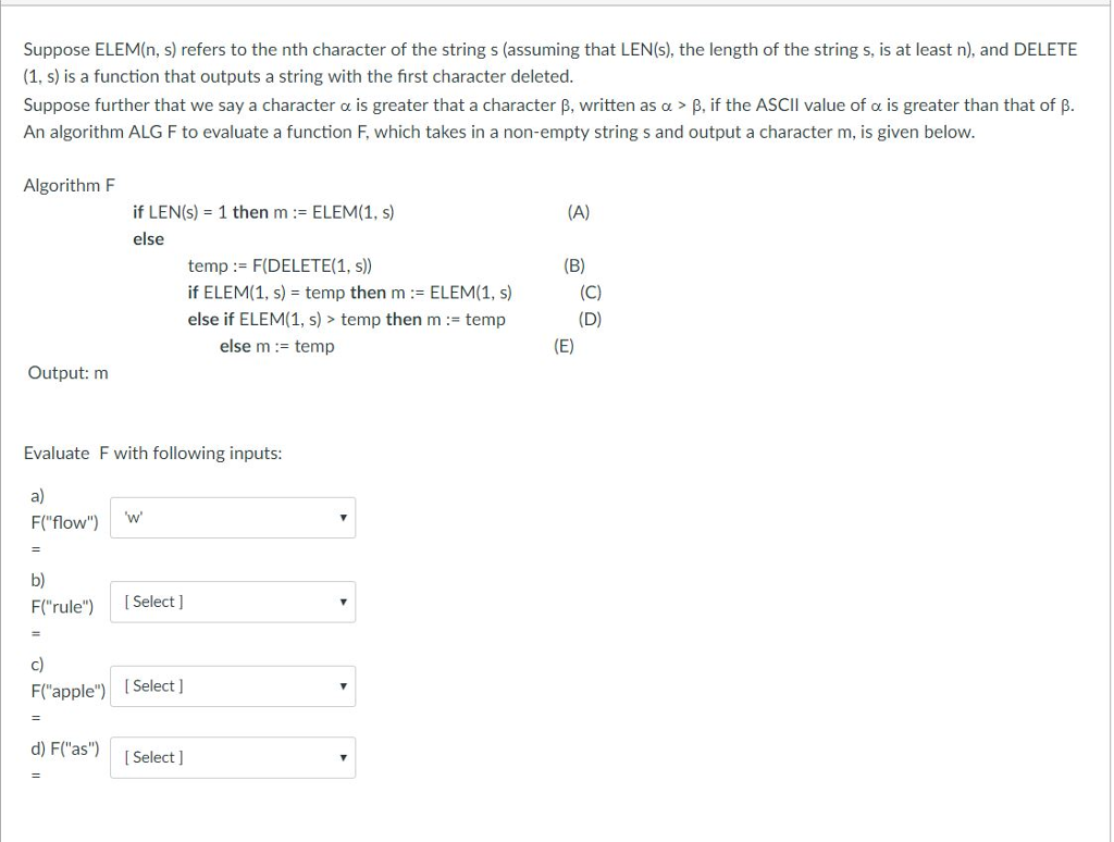Suppose ELEM(n, s) refers to the nth character of the | Chegg.com
