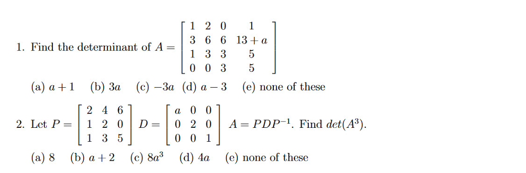 Solved 1 2 0 11 3 6 6 13a 1 33 5 0 0 3 5 I. Find the | Chegg.com
