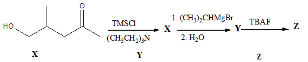Solved HO TMSCI (CH,CH 203N 1. (CH302CHMgBr 2. H20 TBAF | Chegg.com