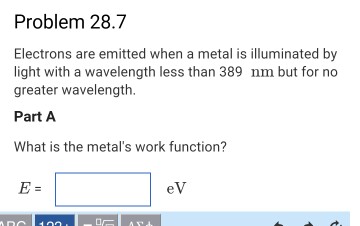 Solved Electrons are emitted when a metal is illuminated by | Chegg.com