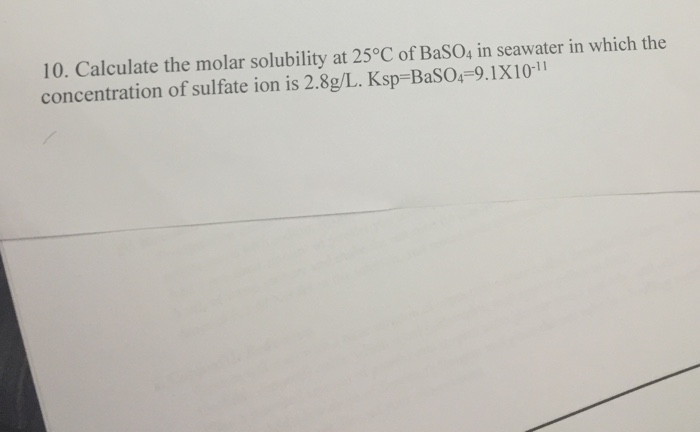 Solved Calculate the molar solubility at 25 degree C of | Chegg.com
