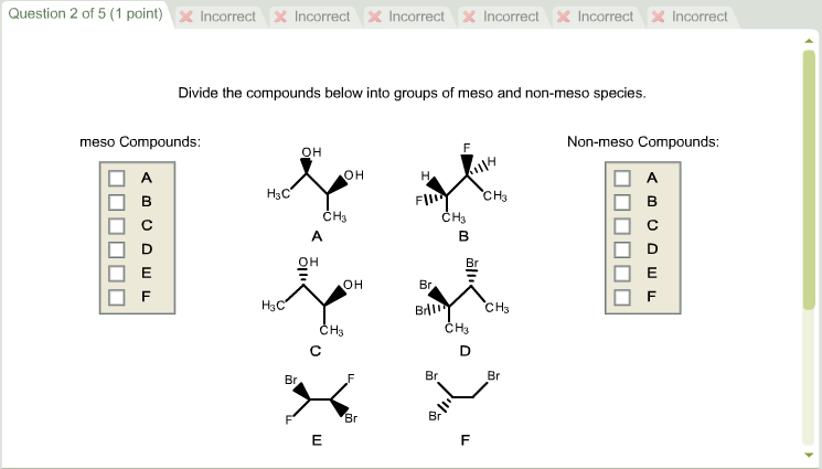 Solved Divide the compounds below into groups of meso and | Chegg.com