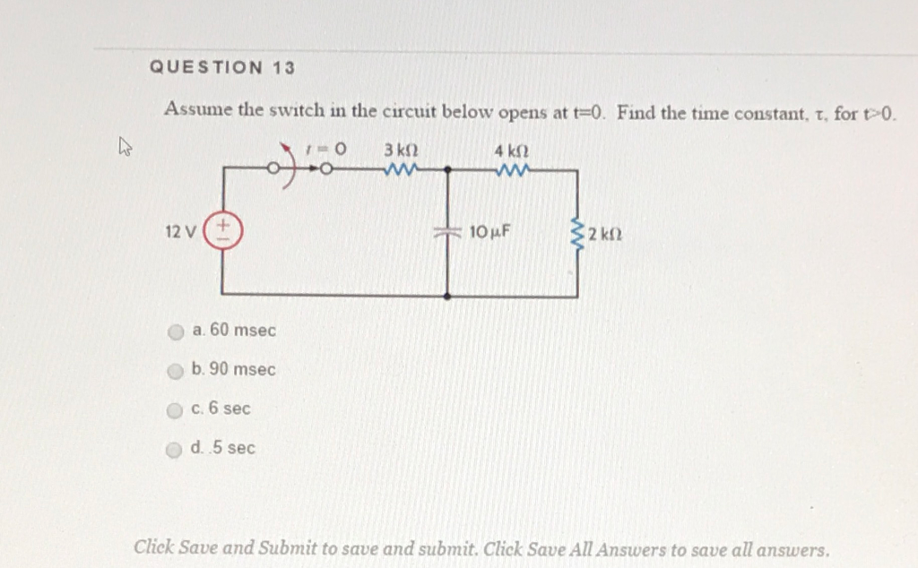 Solved Assume the switch in the circuit below opens at t = | Chegg.com