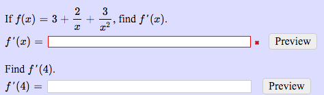 Solved If f(x) = 3 + 2/x + 3/x^2, find f'(x). f'(x)= find | Chegg.com