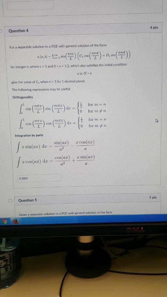 Solved Question 4 4 pts For a separable solution to a PDE | Chegg.com