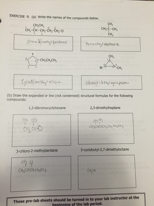 Solved Write the names of the compounds below. Draw the | Chegg.com