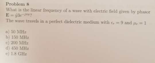 Solved Problem 8 What is the linear frequency of a wave with | Chegg.com