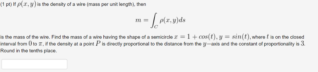 Solved If p(x,y) is the density of a wire (mass per unit | Chegg.com