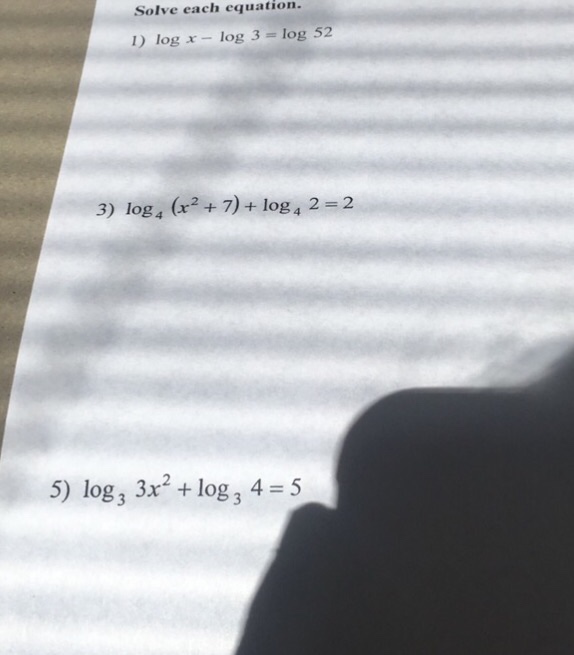 Solved Solve each equation. log x - log 3 = log 52 log_4 | Chegg.com