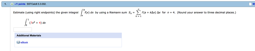 Solved 1, + ㅢ1 points SSTCalc6 5.3.002 Estimate using right | Chegg.com
