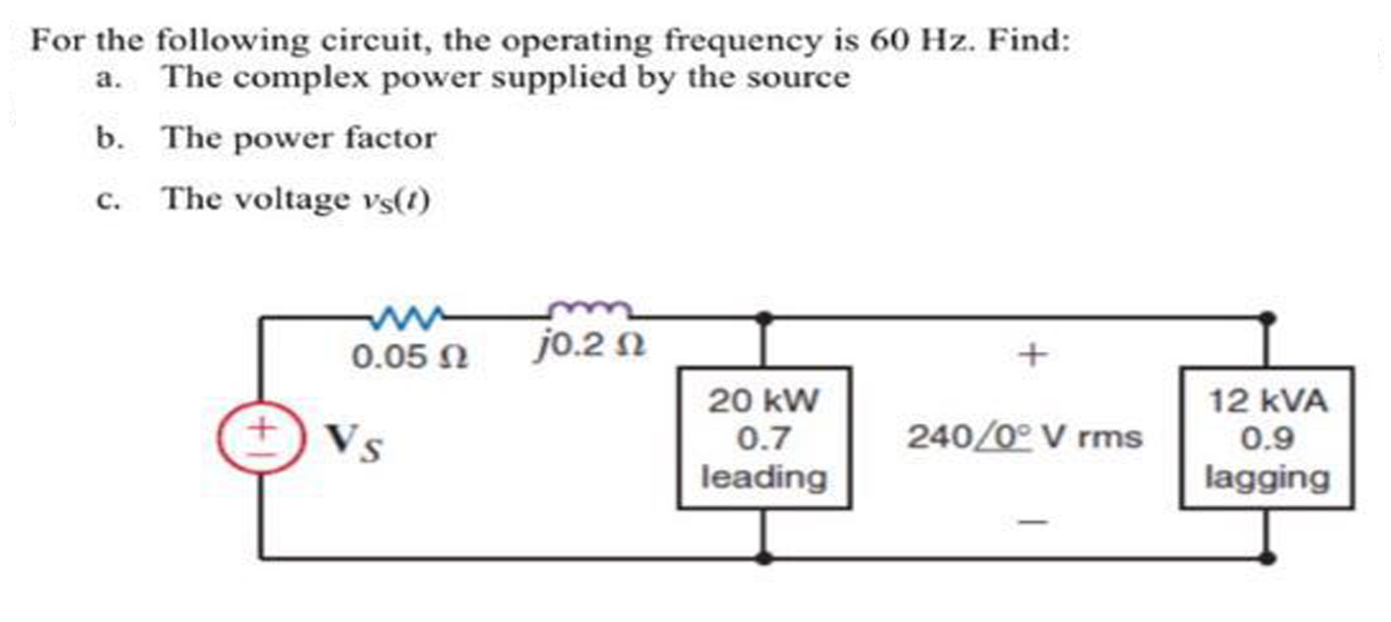Solved for the following circuit , the operating frequency | Chegg.com