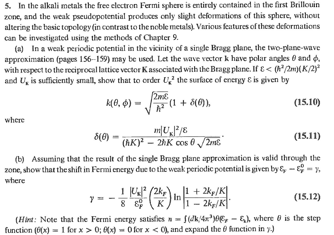 In the alkali metals the free electron Fermi sphere | Chegg.com