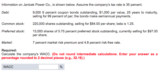 Solved Information on Janice Power Co., is shown below. | Chegg.com