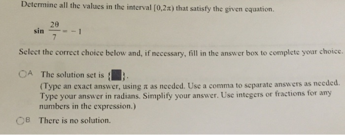 Solved Determine all the values in the interval [0,2 pi) | Chegg.com