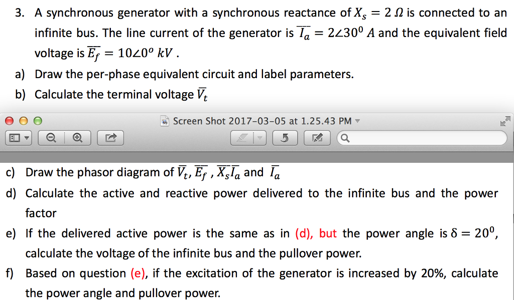Solved A synchronous generator with a synchronous reactance | Chegg.com