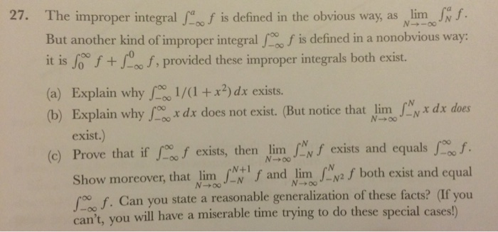 Solved 27. The improper integral integrate limit ? infinity | Chegg.com