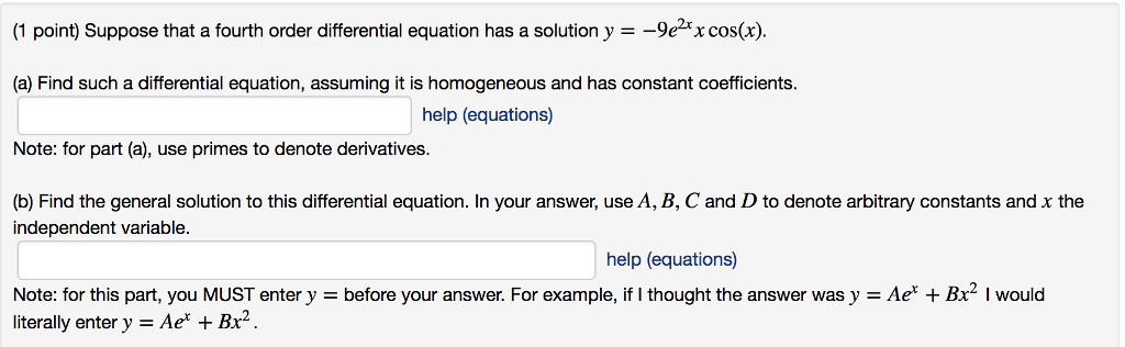 Solved (1 point) Suppose that a fourth order differential | Chegg.com